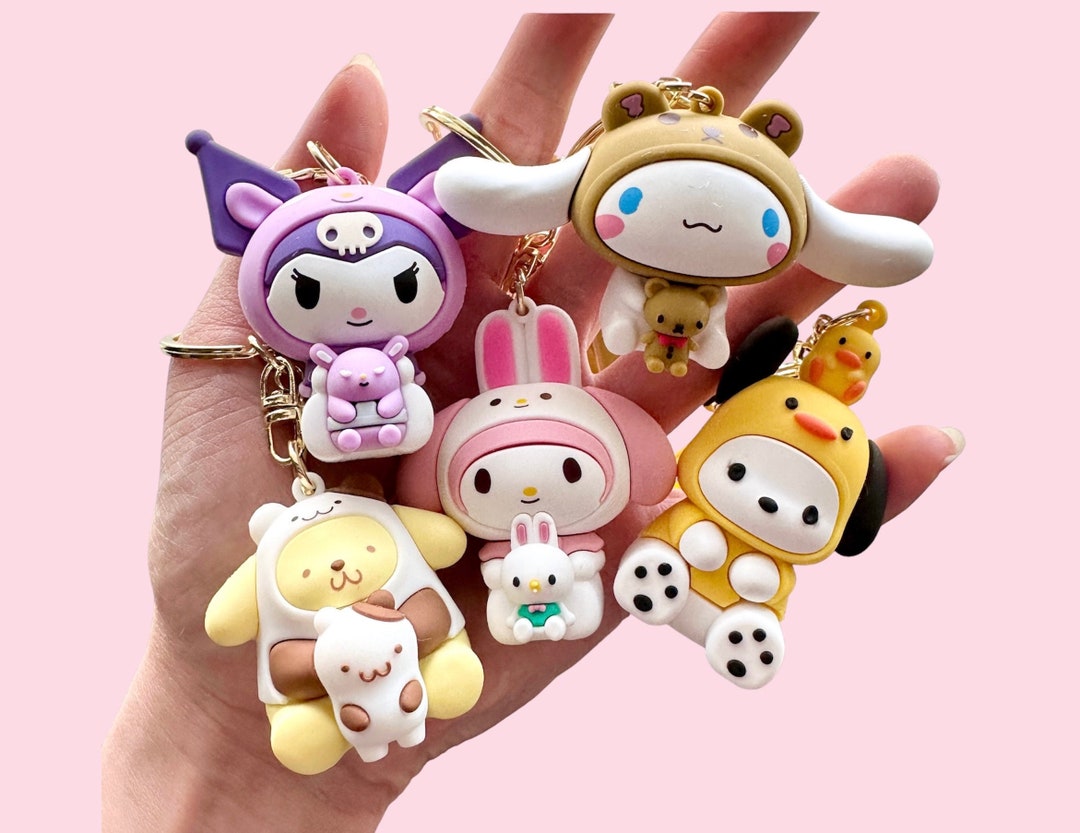 Kawaii Keychains Cute Keychains Kuro Cinna Pompom Pocha Melo - Etsy