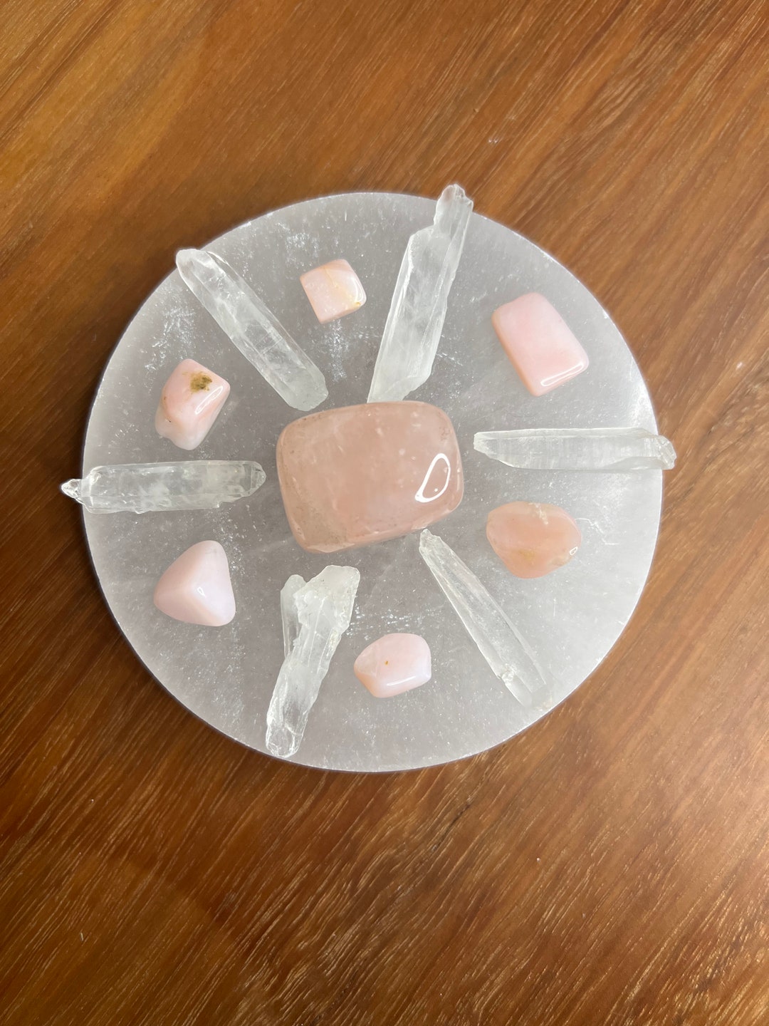 Rose Quartz Grid With Selenite Plate - Etsy Australia