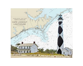 Virginia and North Carolina Lighthouse Map 1882 Old NC & VA Nautical ...