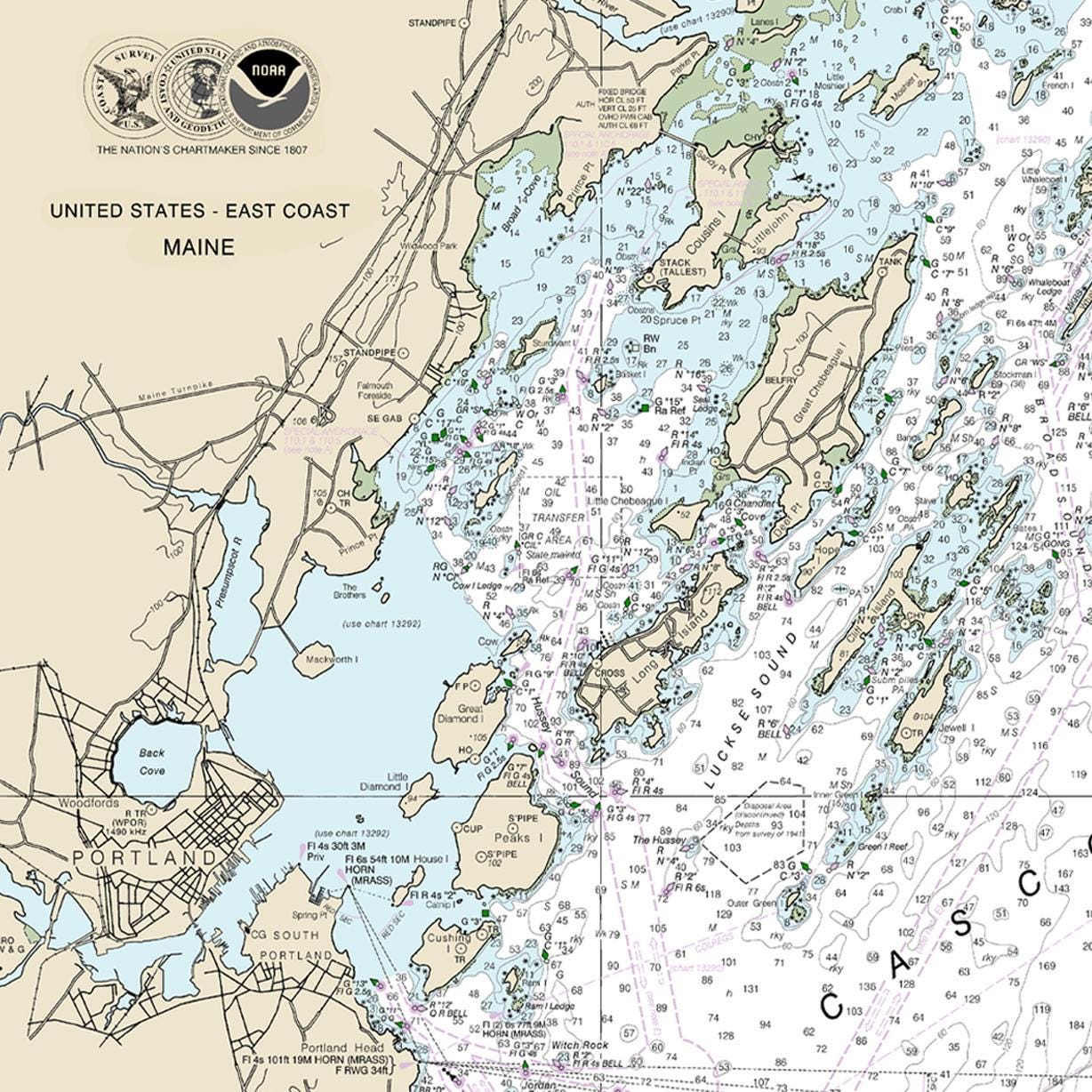 Nautical Chart Ceramic Coaster - Coastal Map Drink Coaster for Beach ...