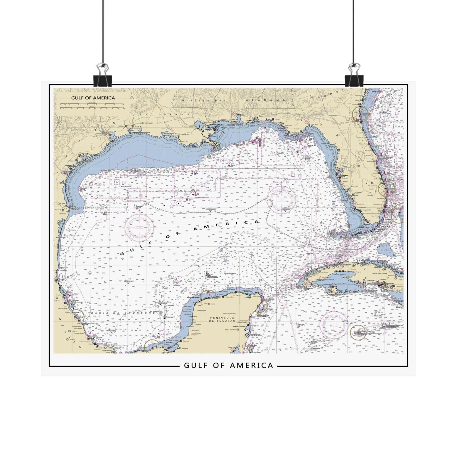 Gulf of America Nautical Chart Poster – Vintage Style Maritime Art - Etsy