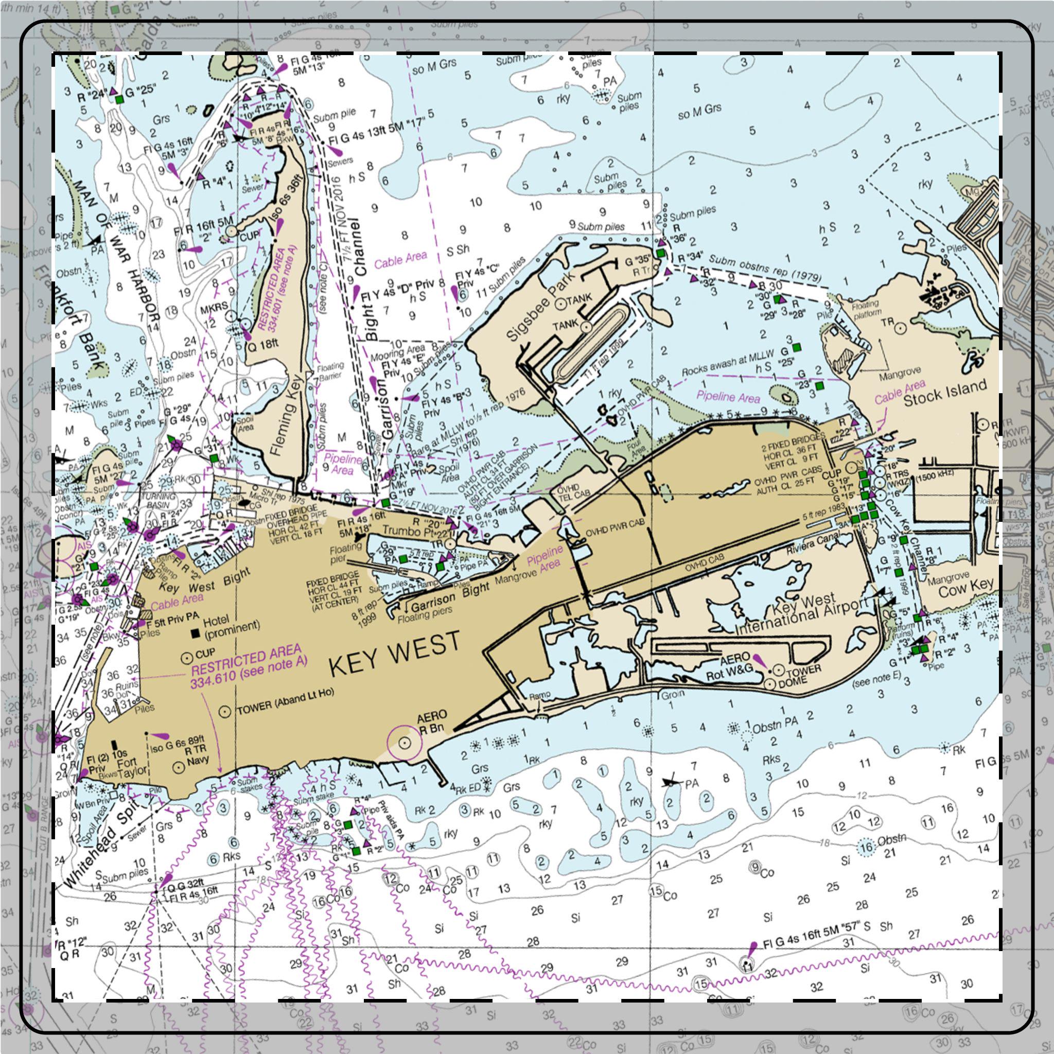 Nautical Chart Ceramic Coaster - Coastal Map Drink Coaster for Beach ...