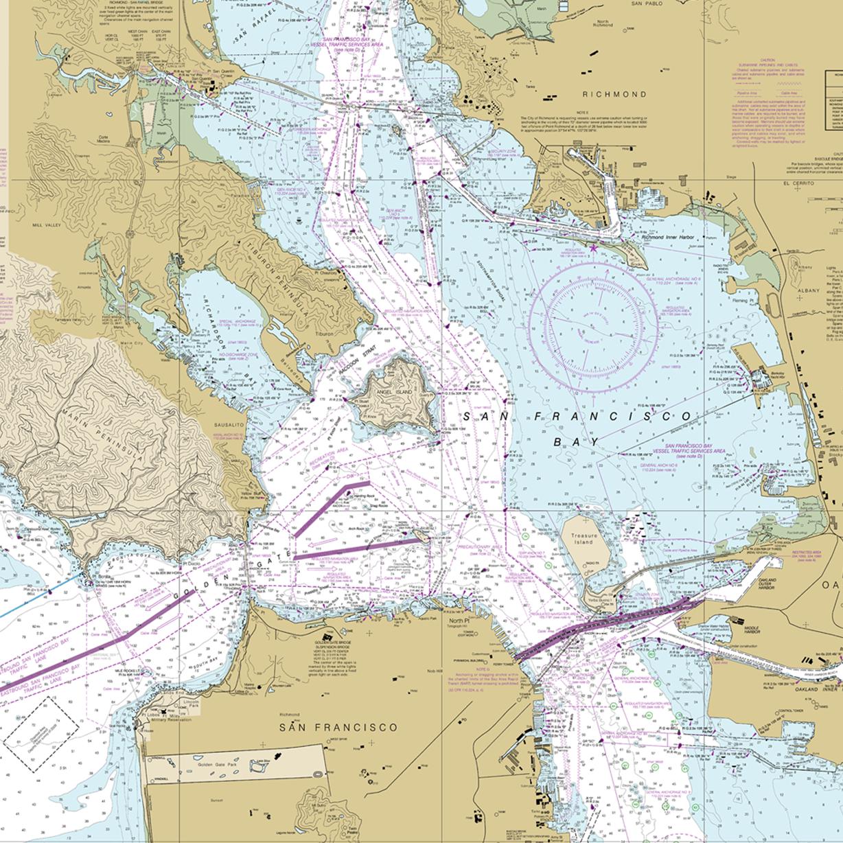 Nautical Chart Ceramic Coaster - Coastal Map Drink Coaster for Beach ...