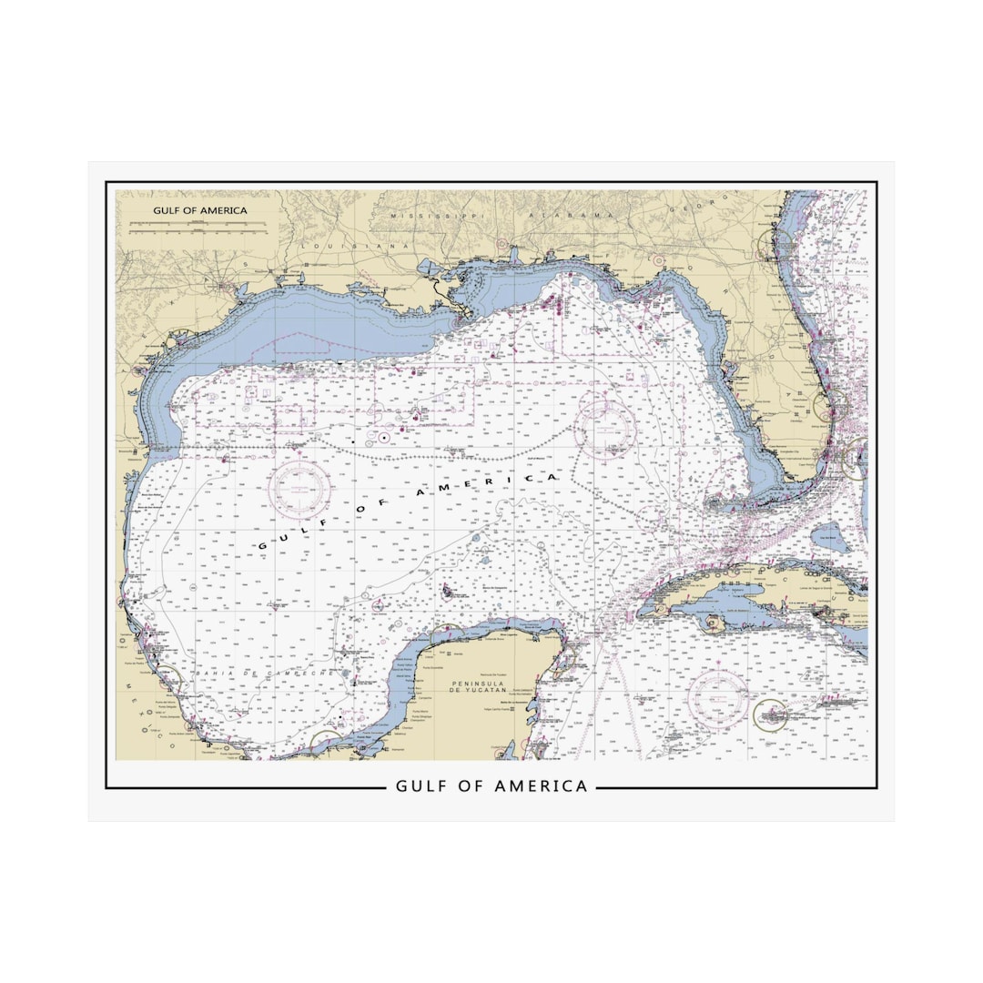 Gulf of America Nautical Chart Poster – Vintage Style Maritime Art - Etsy