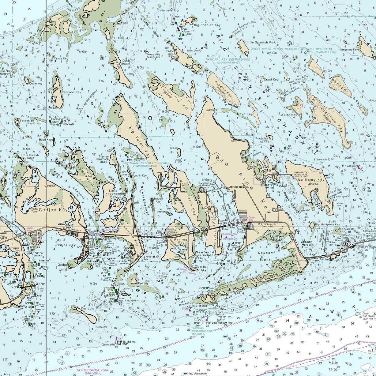 Nautical Chart Ceramic Coaster - Coastal Map Drink Coaster for Beach ...