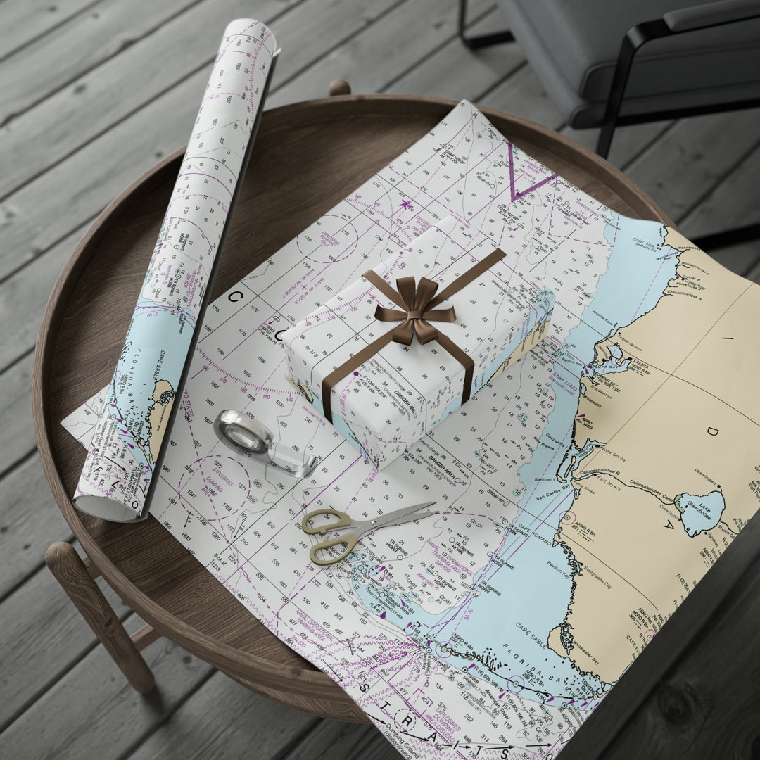 Maritime Marvel: Nautical Chart Wrapping Paper Roll Perfect for Ocean ...