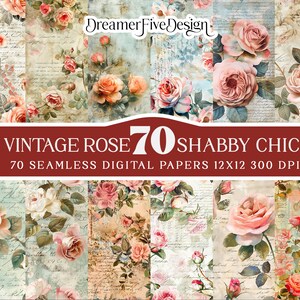 Vintage Rose Digital Paper Bundle 300 Dpi Seamless Patterns, Floral ...