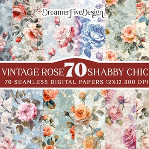 Vintage Rose Digital Paper Bundle 300 Dpi Seamless Patterns, Floral ...