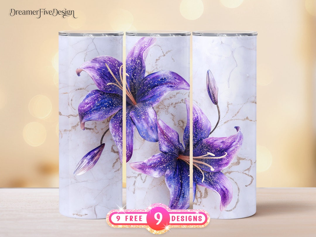 Celestial Lilies Lily Glitter 20 Oz Skinny Seamless Straight PNG ...