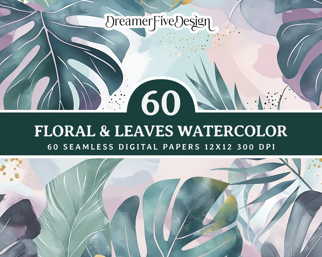 60 Floral Watercolor Printable Paper Seamless Shabby Chic Instant ...