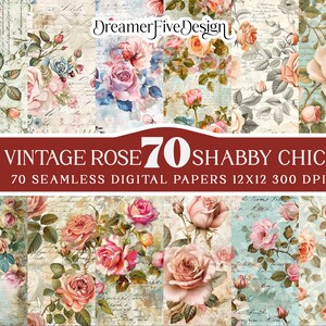 Vintage Rose Digital Paper Bundle 300 Dpi Seamless Patterns, Floral ...