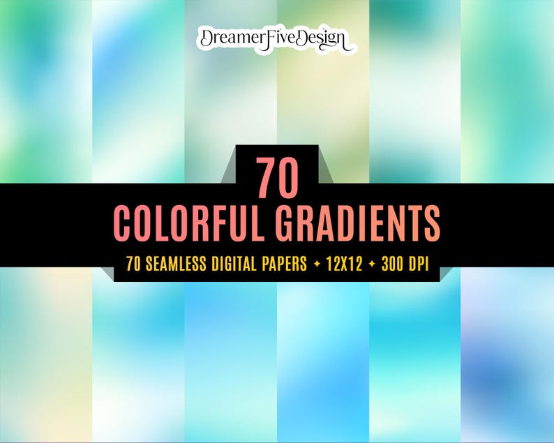 Colorful Gradients Digital Paper Bundle, Seamless Patterns, Background ...