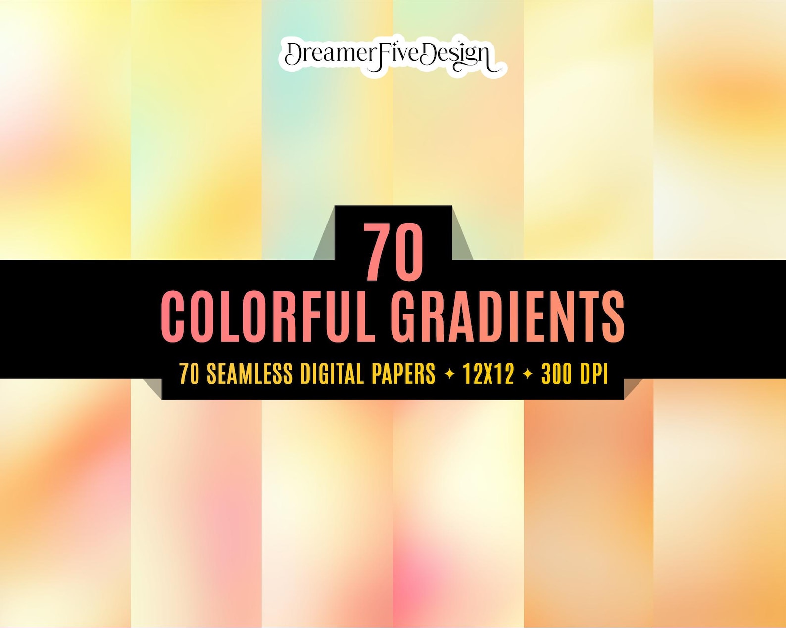 Colorful Gradients Digital Paper Bundle, Seamless Patterns, Background ...