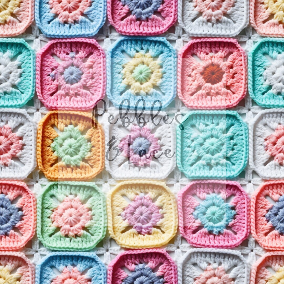 Spring Crochet Squares Seamless File, Repeating Seamless Pattern Design ...