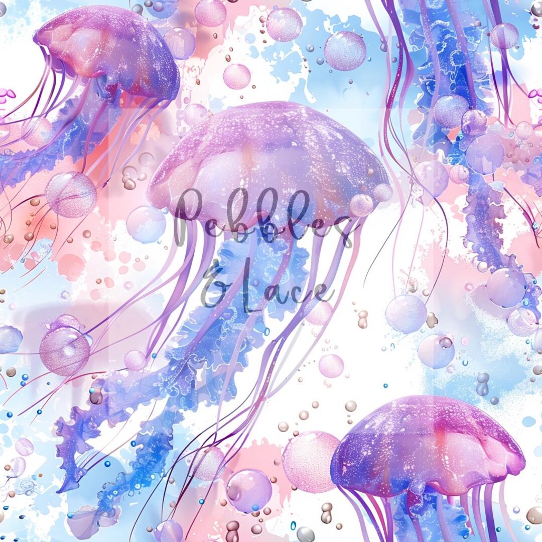 Watercolor Jellyfish Seamless File, Repeating Seamless Pattern Design ...