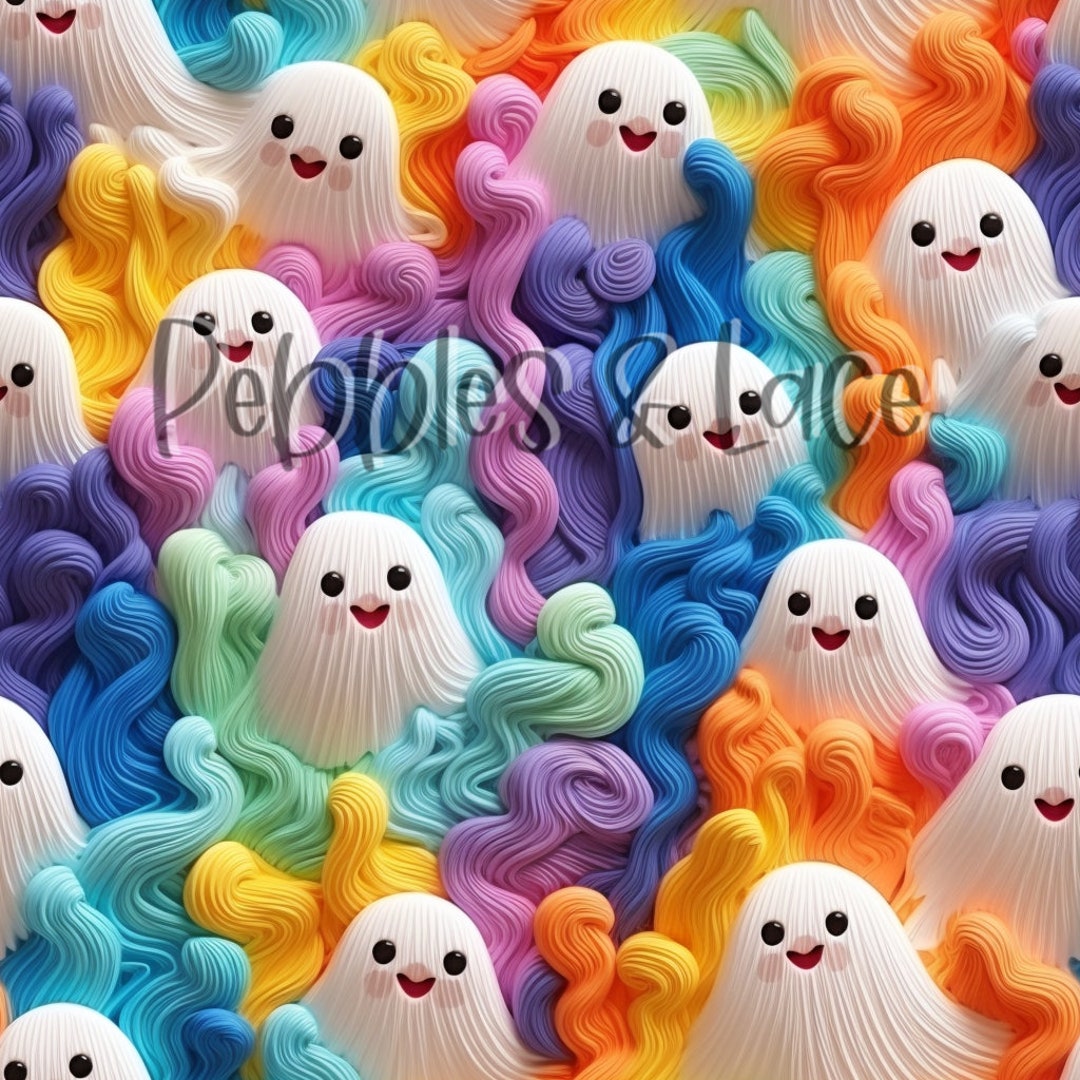Happy Swirl Ghosts Embroidery Seamless File, Repeating Seamless Pattern ...