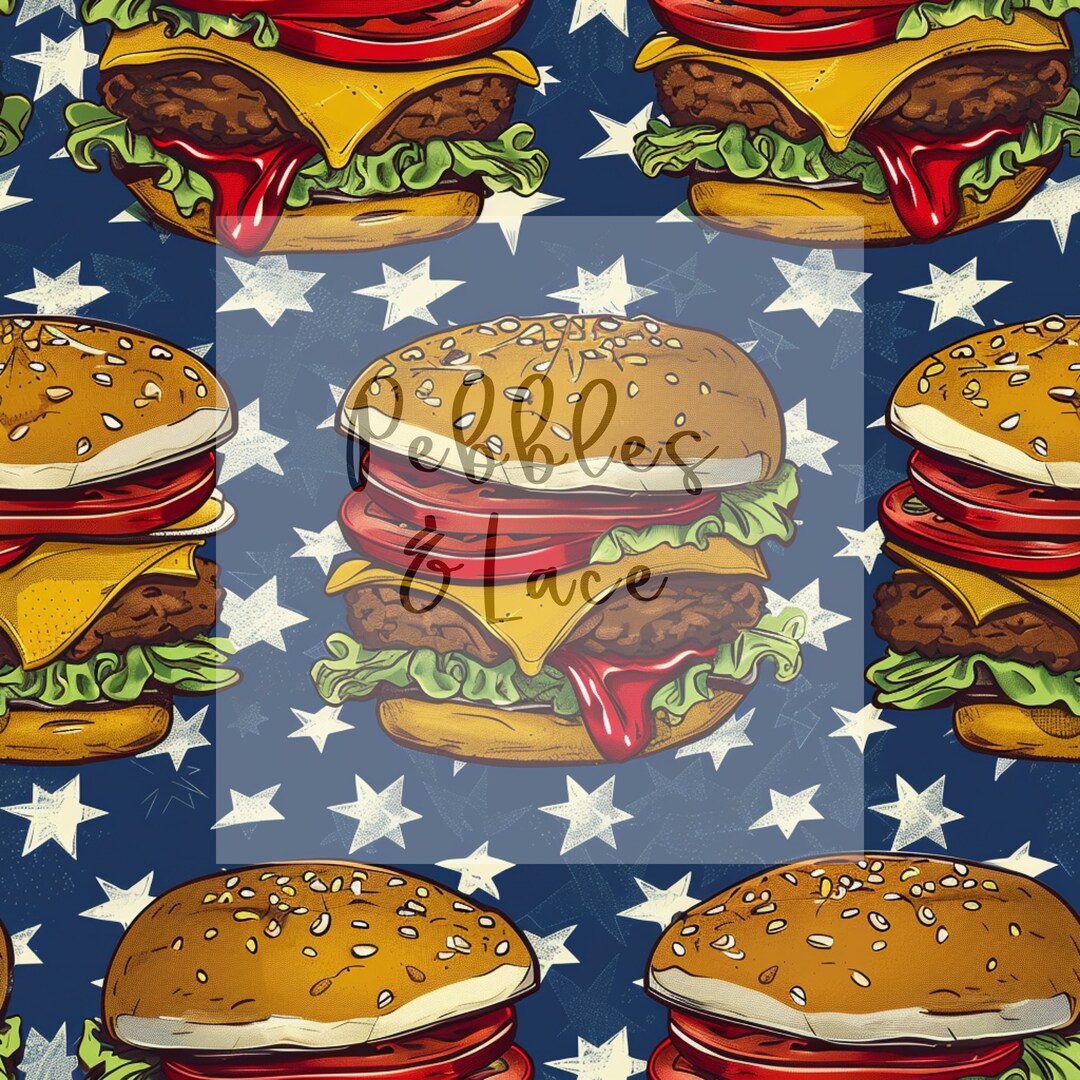 4th of July Burger Seamless File, Repeating Seamless Pattern Design ...