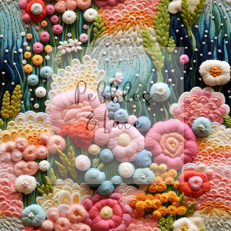 Floral Embroidery Seamless File, Repeating Seamless Pattern Design ...