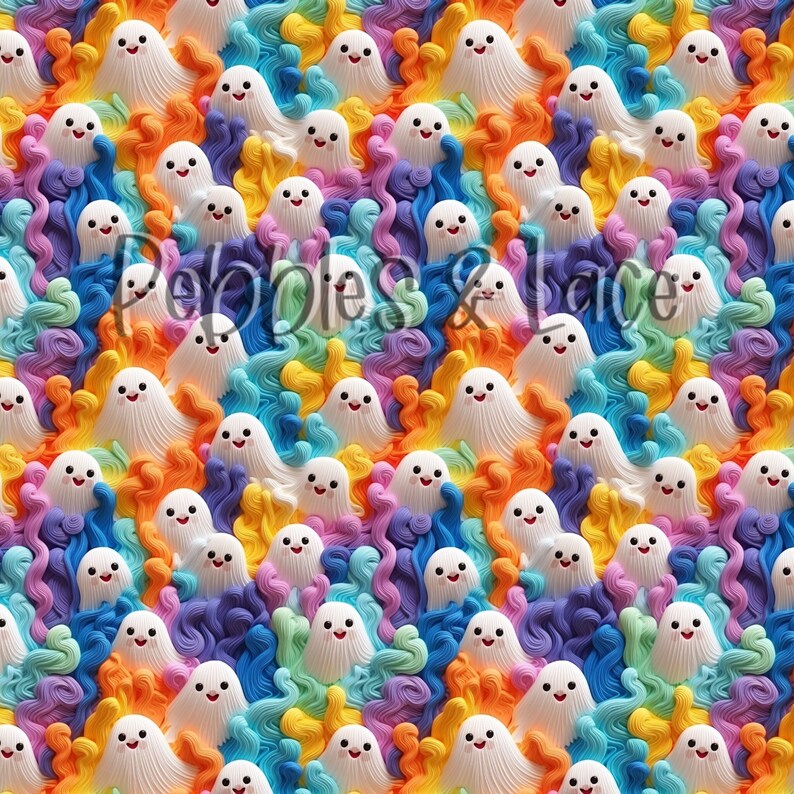 Happy Swirl Ghosts Embroidery Seamless File, Repeating Seamless Pattern ...