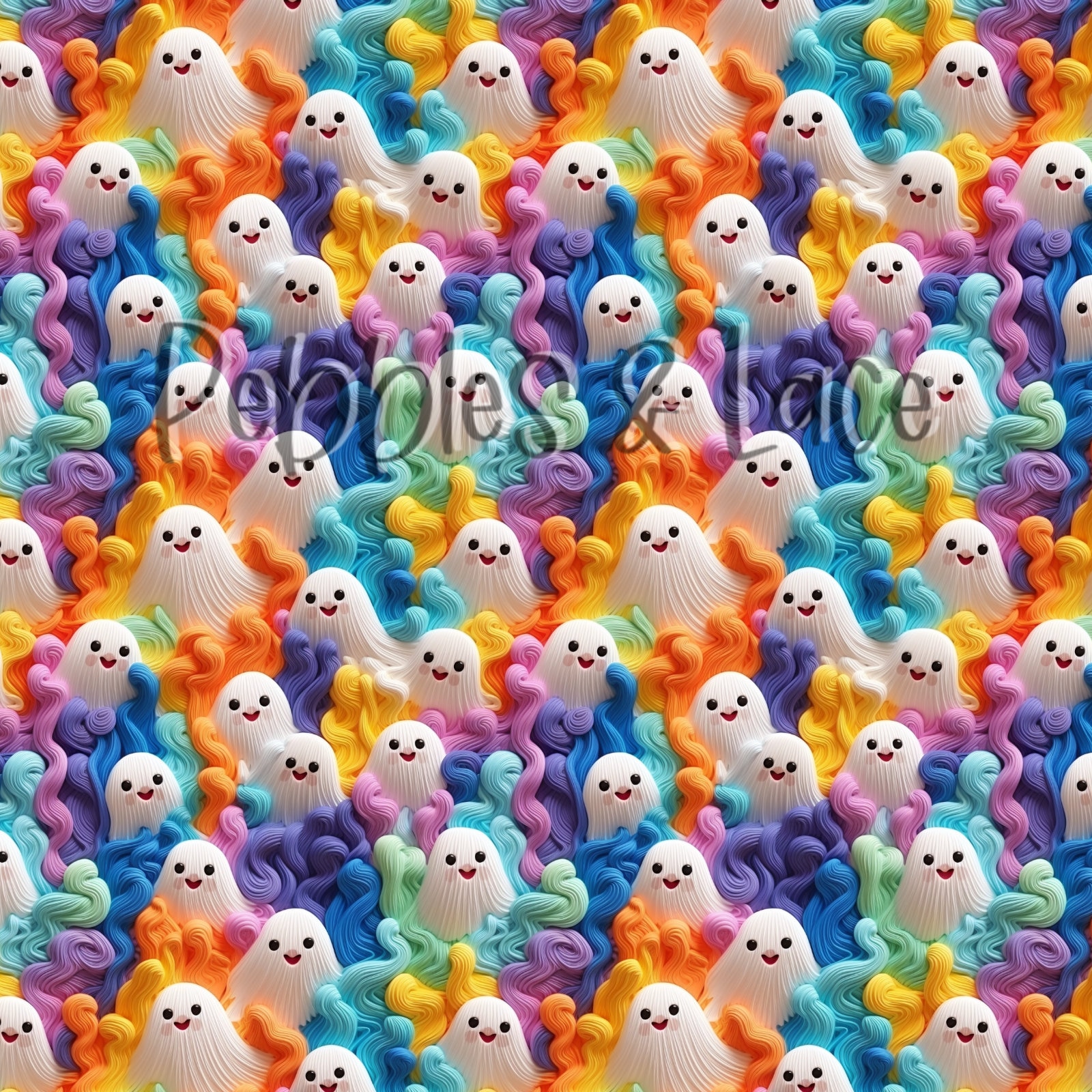 Happy Swirl Ghosts Embroidery Seamless File, Repeating Seamless Pattern ...