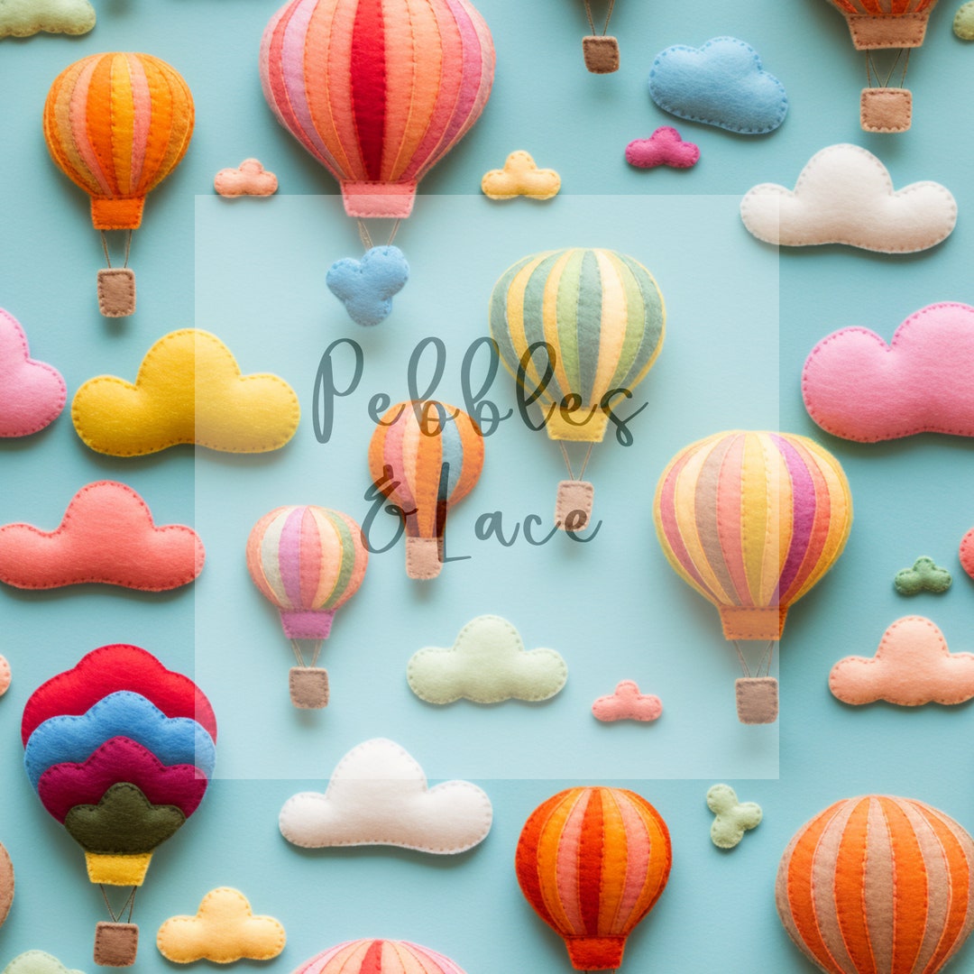 Light Yarn Hot Air Balloons 3D Embroidery Seamless File, Repeating ...