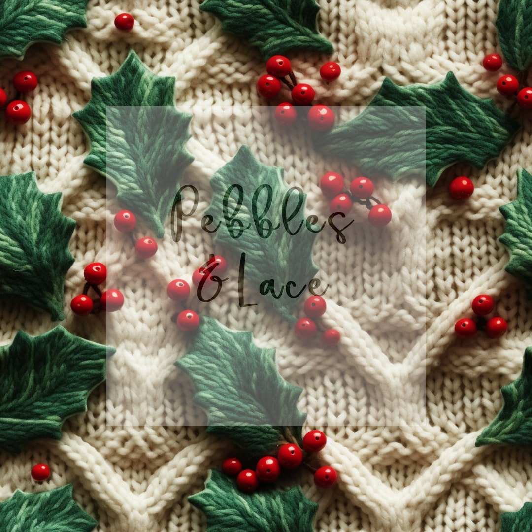 Christmas Holly Sweater Embroidery Seamless File, Repeating Seamless ...