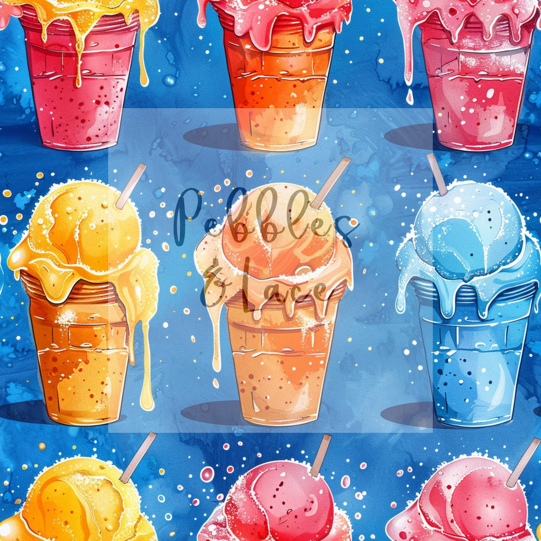 Summer Snow Cones Seamless File, Repeating Seamless Pattern Design ...