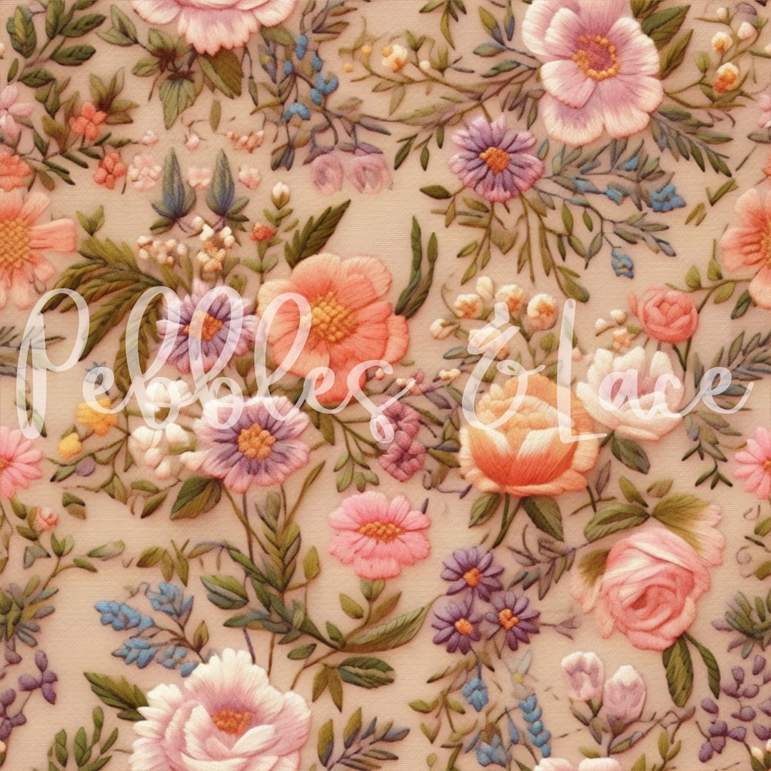 Soft Fall Floral Embroidery Seamless File, Repeating Seamless Pattern ...