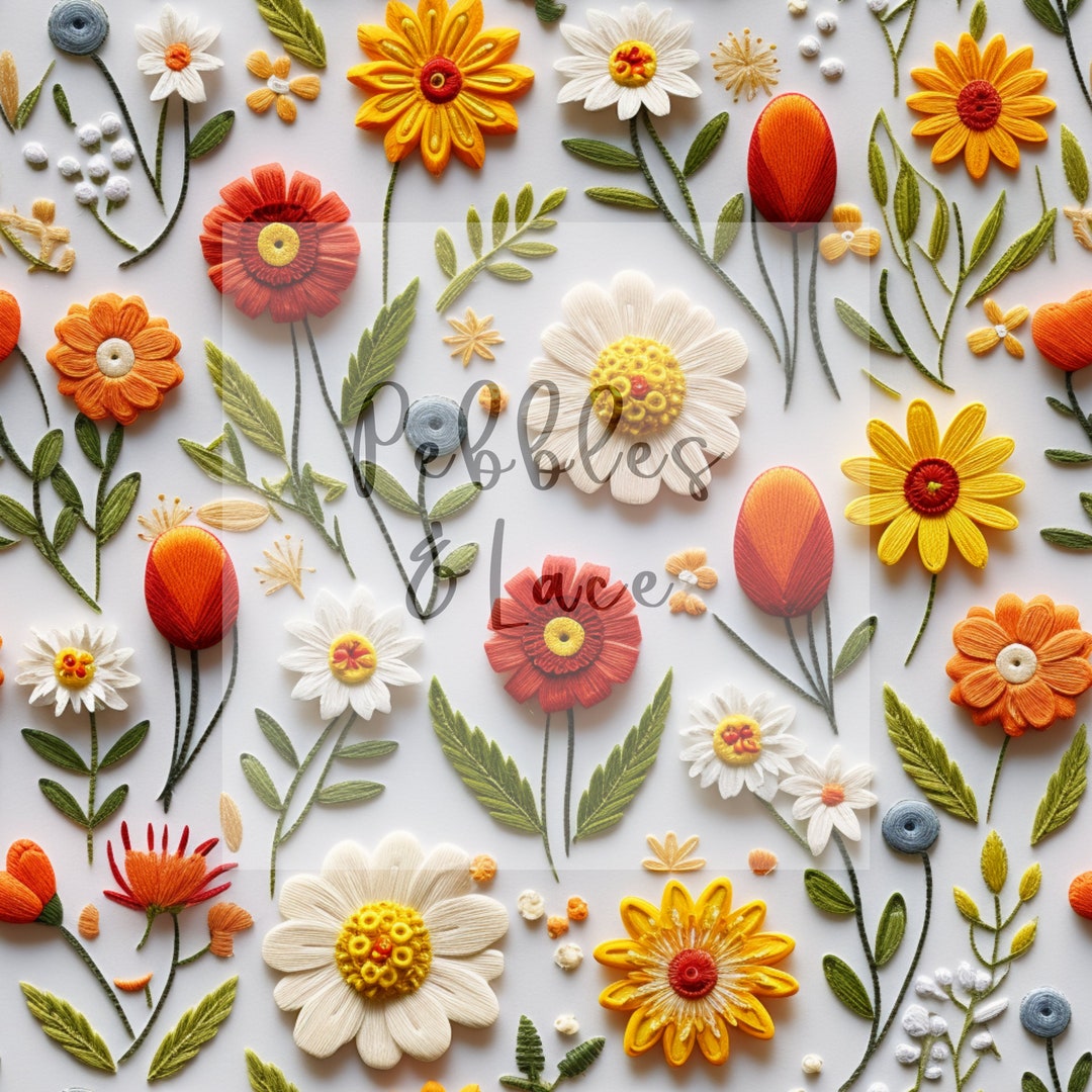 Spring Floral Embroidery Seamless File, Repeating Seamless Pattern ...