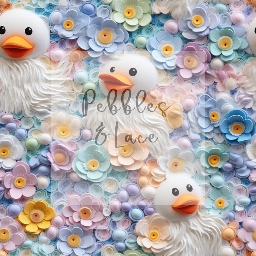 Floral Spring Ducks Embroidery Seamless File, Repeating Seamless ...
