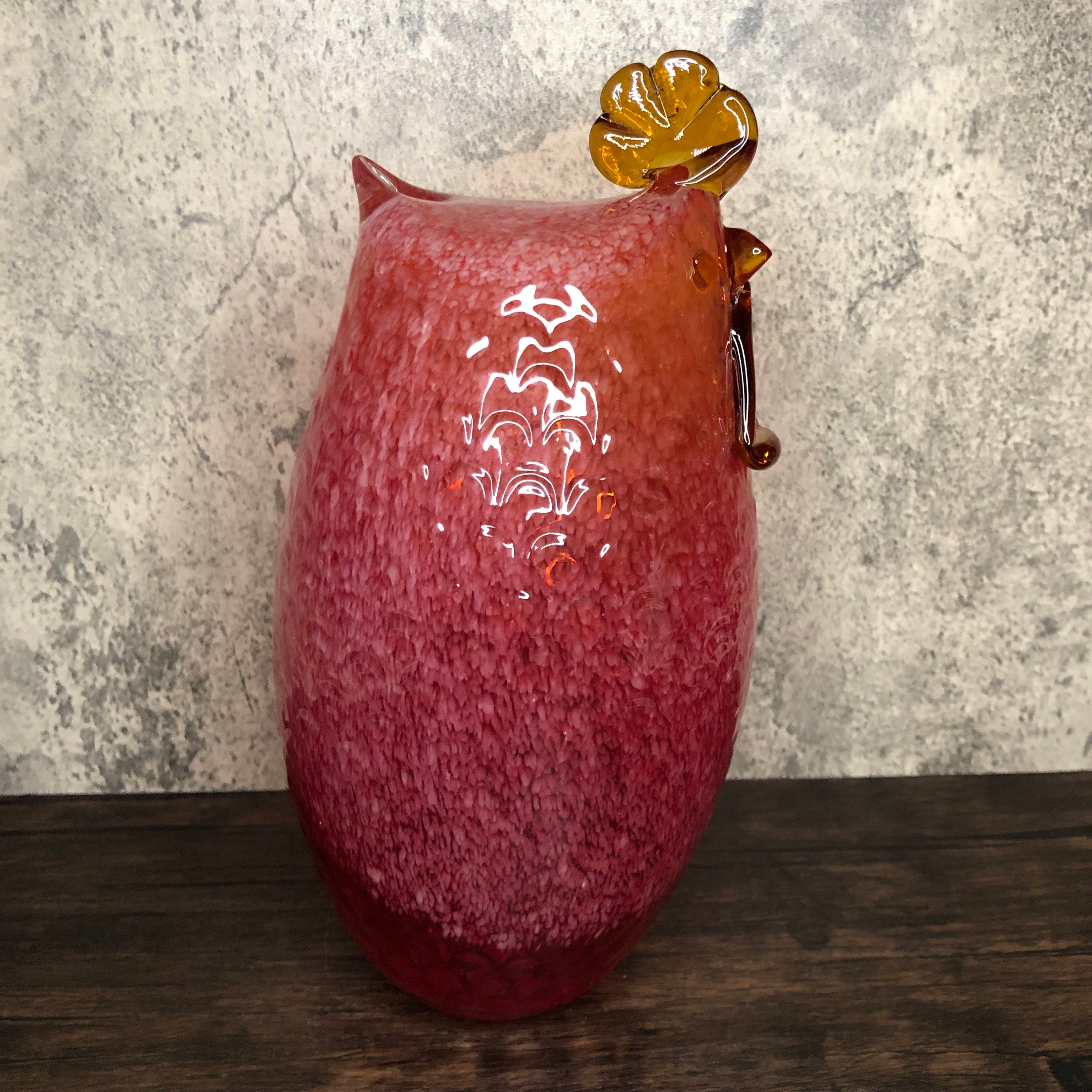 Vintage Handblown Murano Style Chicken Rooster Hen Ruby Red and Golden ...