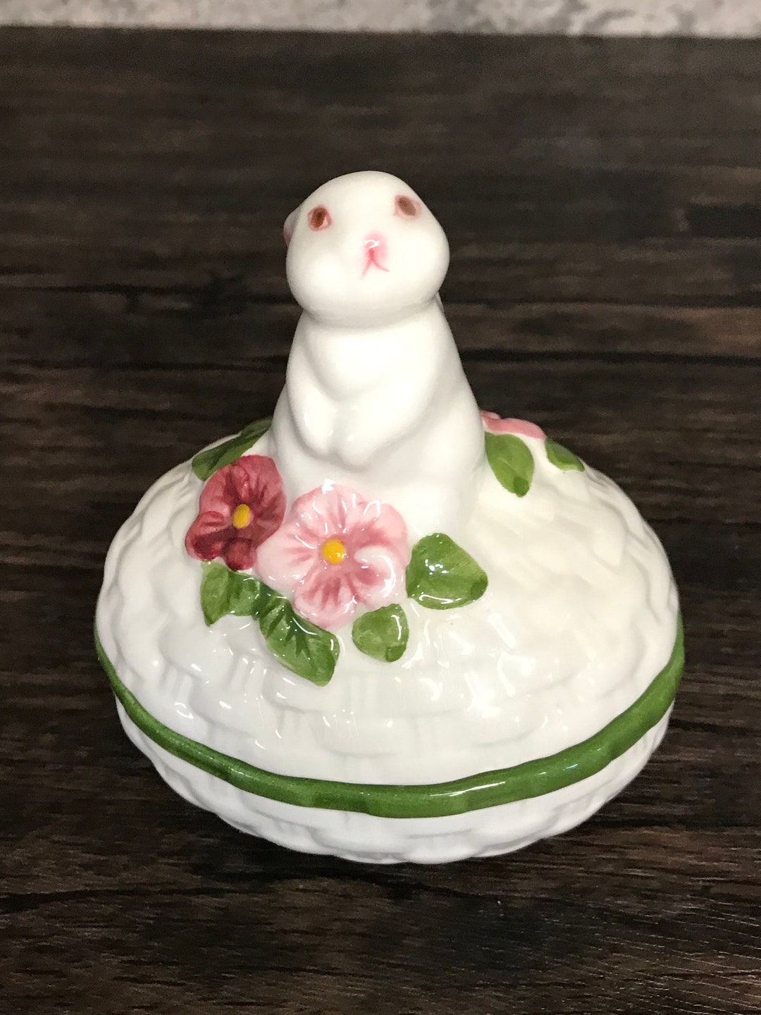 Vintage Avon Bunny Rabbit Trinket Dish: Handpainted Floral Decor, 1982 ...