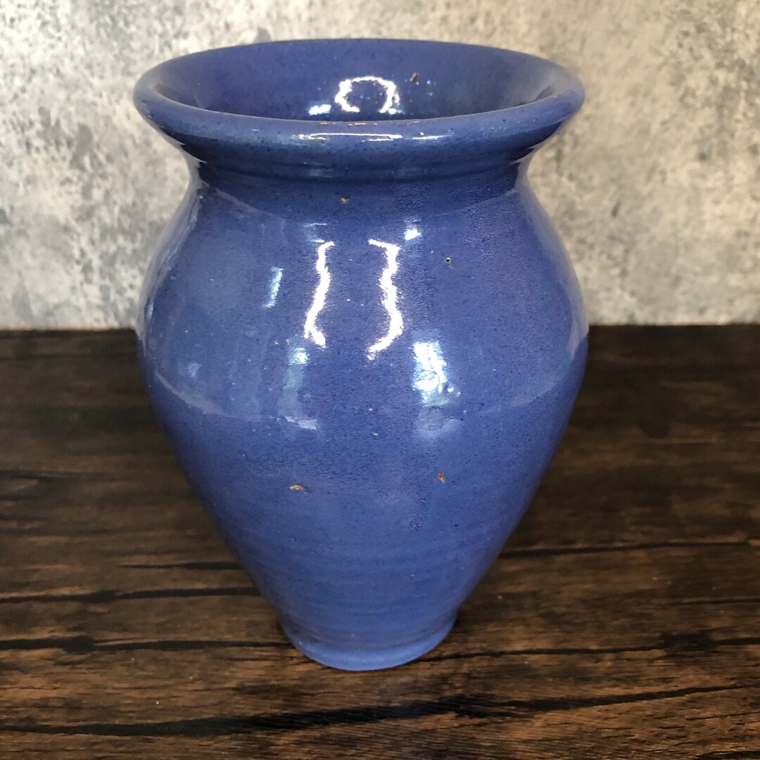Vintage Cornflower Cerulean Lapis Blue Fluted Ceramic Handmade Pottery ...