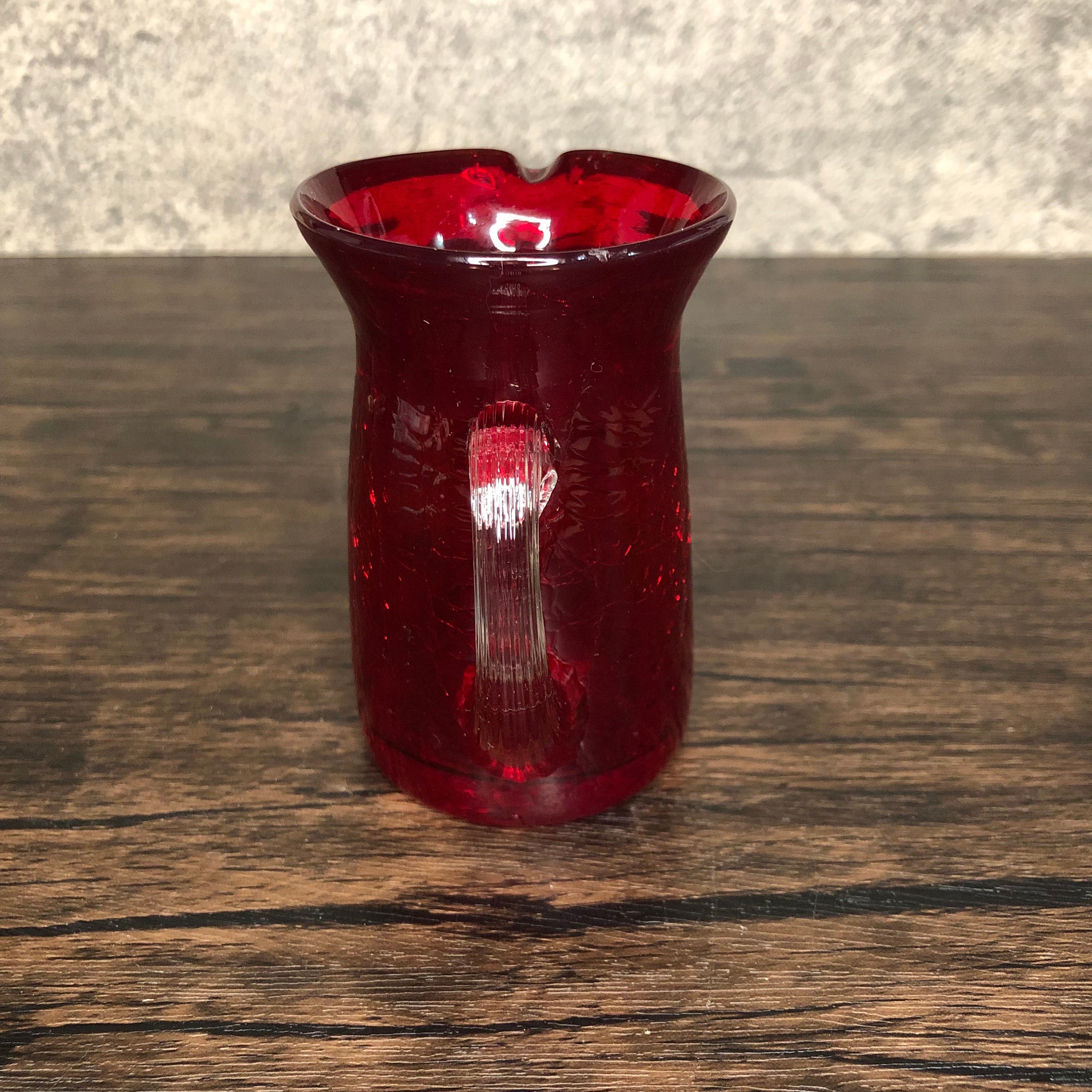 Vintage Miniature Ruby Red Amberina Handblown Crackle Glass Pitcher ...