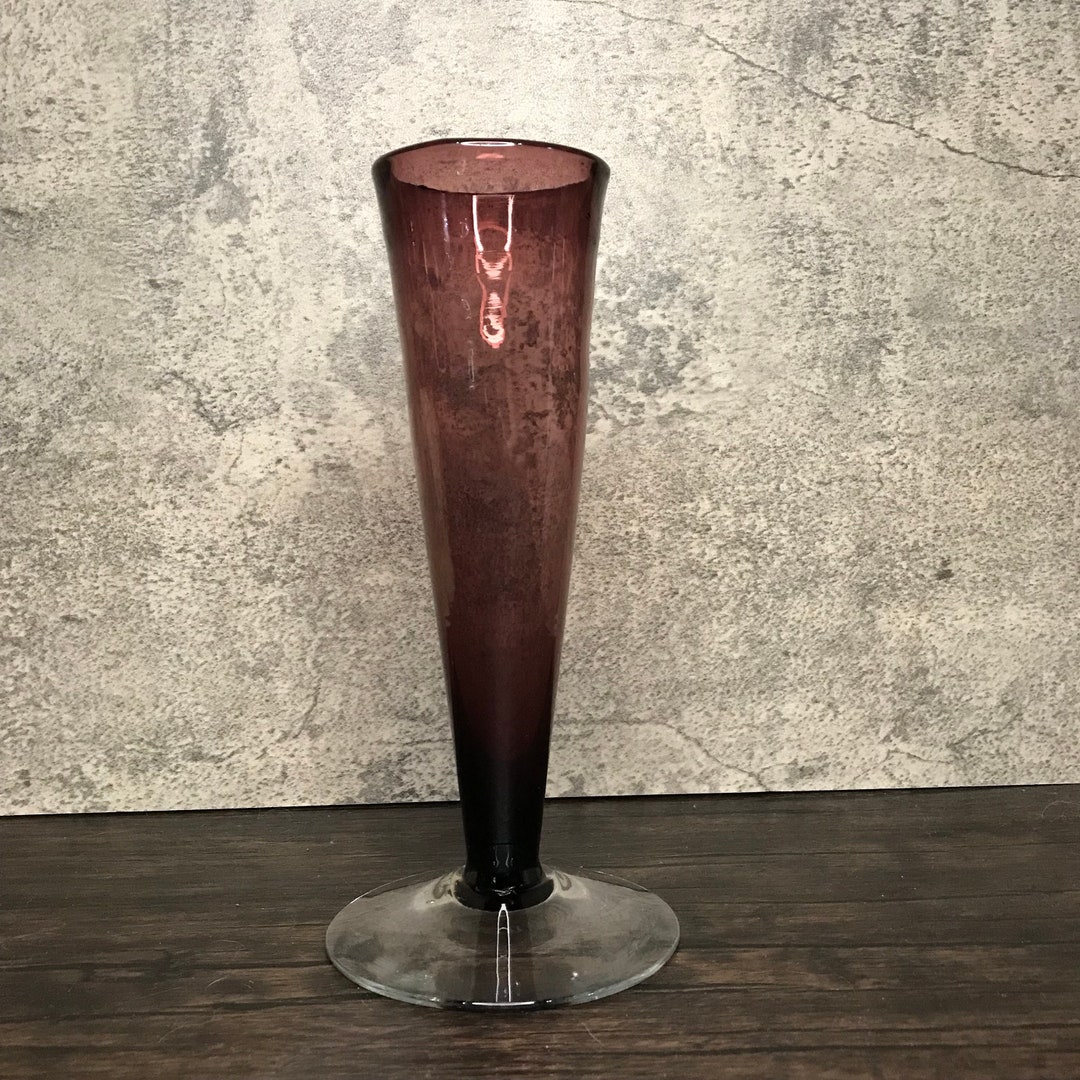 Vintage Blenko Purple Amethyst With Clear Base Handblown Glass Flower ...