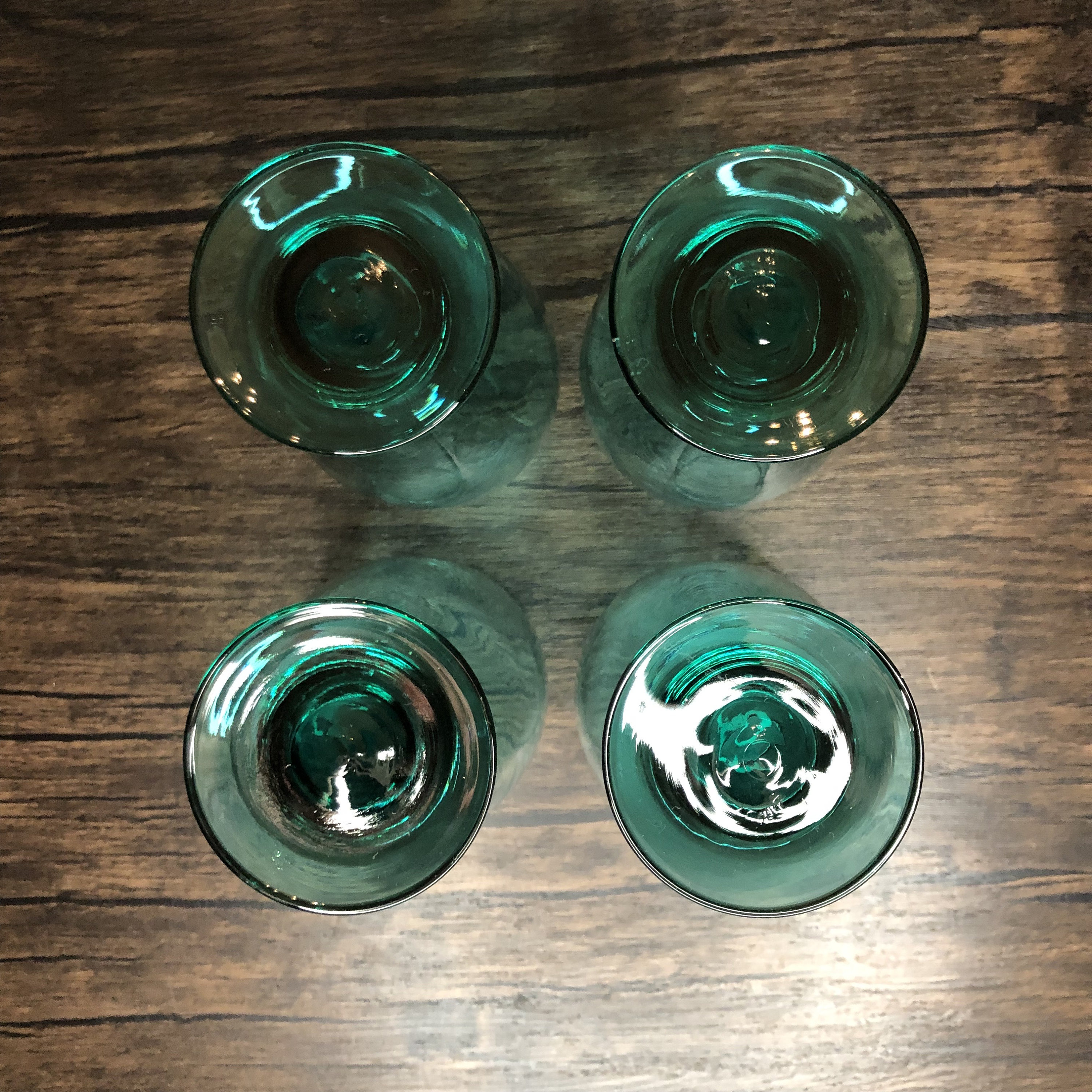 Set of 4, Vintage Cristar Copa Agua Lexington Full Color Teal Green ...
