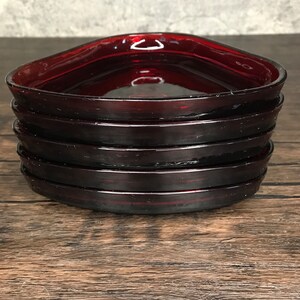Vintage Anchor Hocking Ruby Red Glass Manhattan Relish Dishes - Set of ...