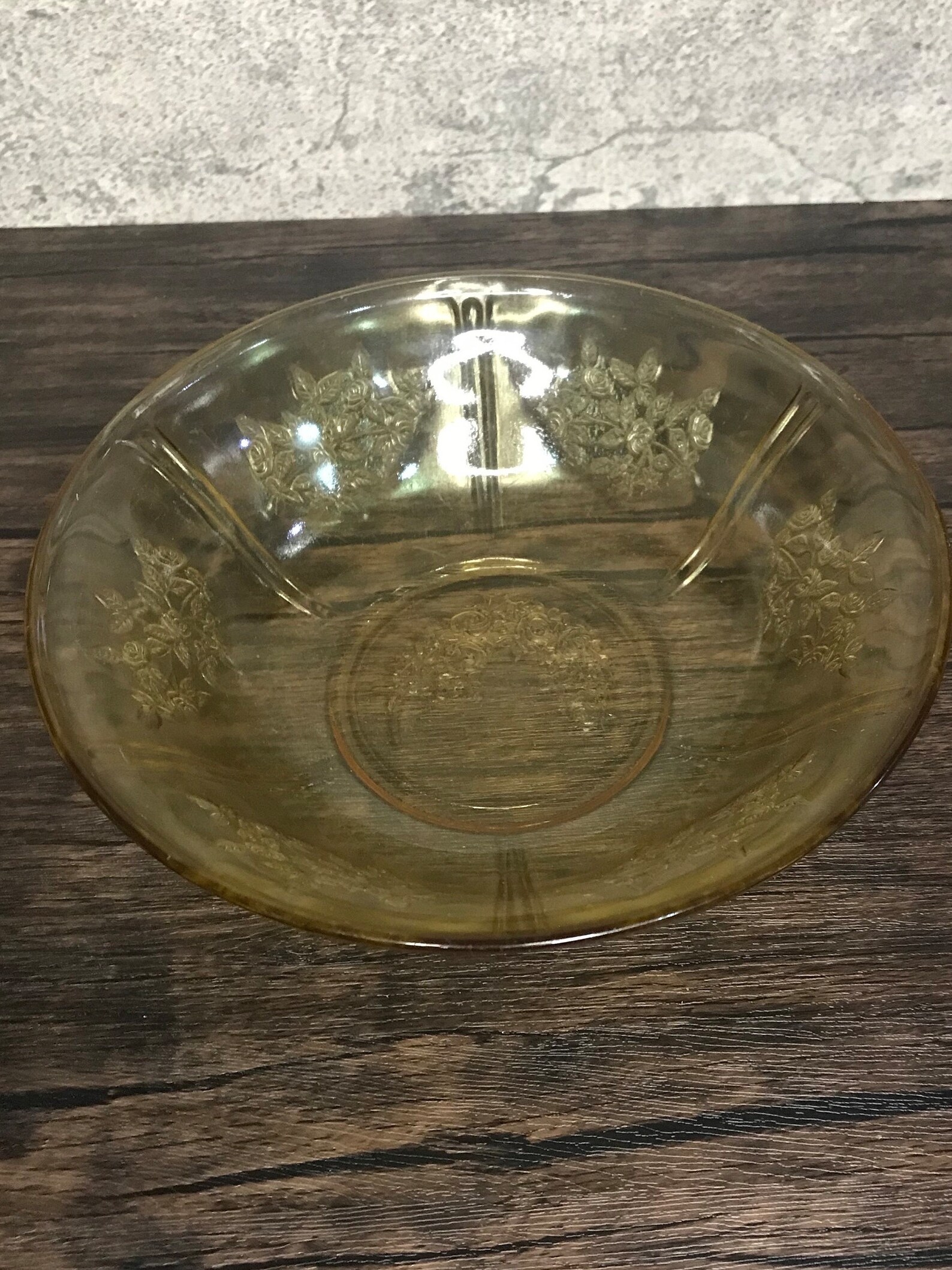 Antique 1910s 1920s Pale Amber Yellow Depression Glass Bowl Sharon ...