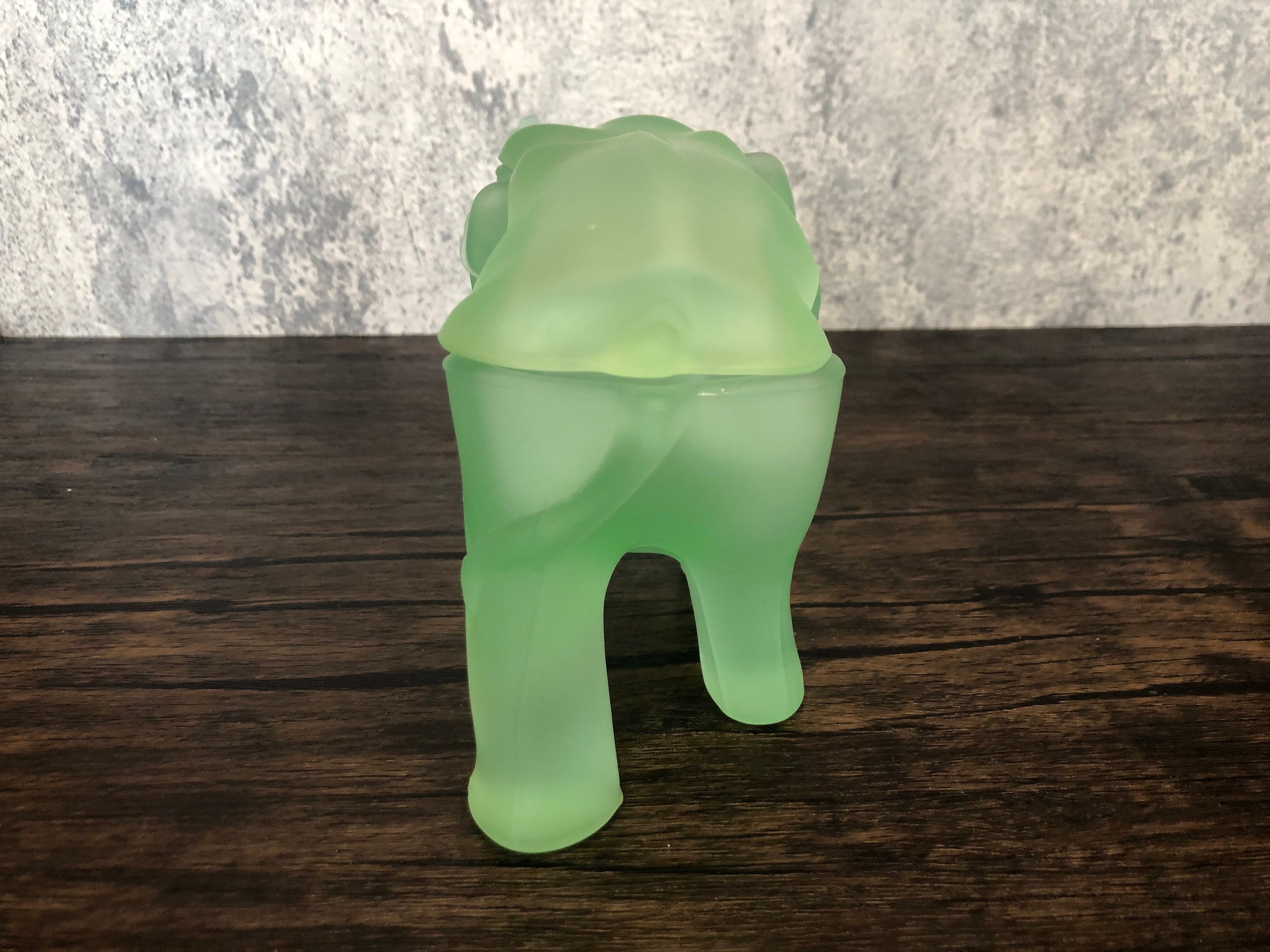 Rare Vintage Tiara Glass Elephant Dish: Frosted Satin Mint Green Decor ...