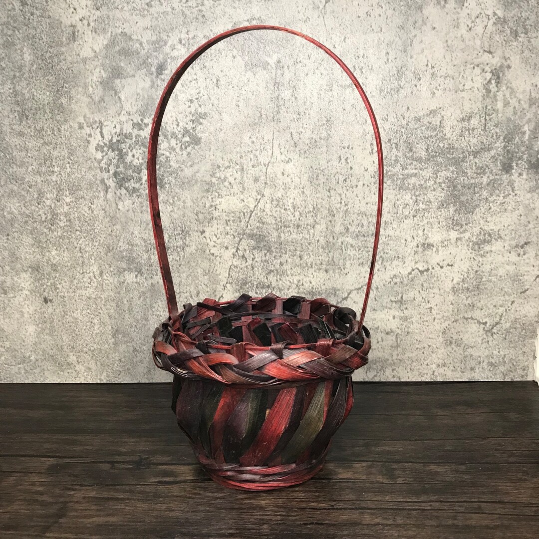 Vintage Ikebana Japanese Style Handwoven Braided Bamboo Wicker Reed ...