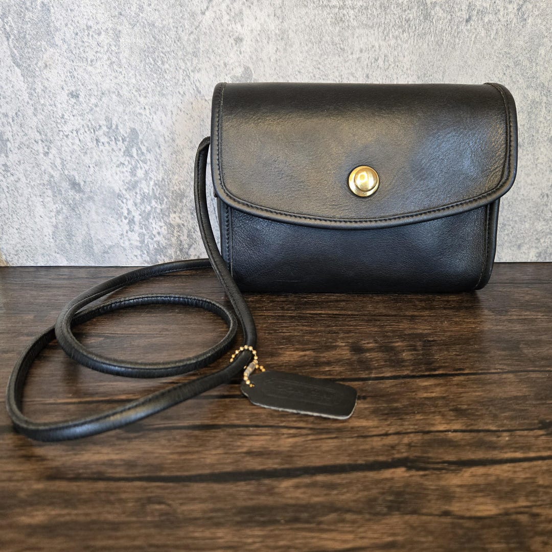 Vintage Coach #9892 Black Genuine Cowhide Leather Chrystie Crossbody ...