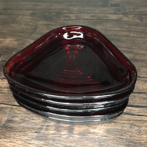 Vintage Anchor Hocking Ruby Red Glass Manhattan Relish Dishes - Set of ...