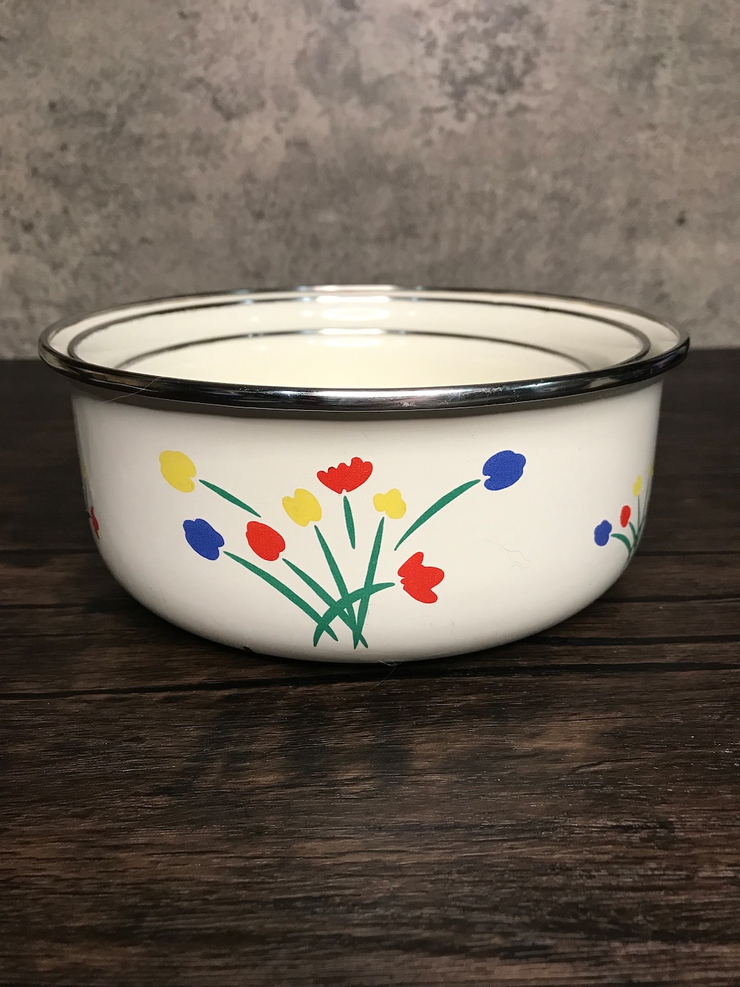 Vintage Set of 3, Enamel Coated Metal Nesting Metal Mixing Bowls, With ...