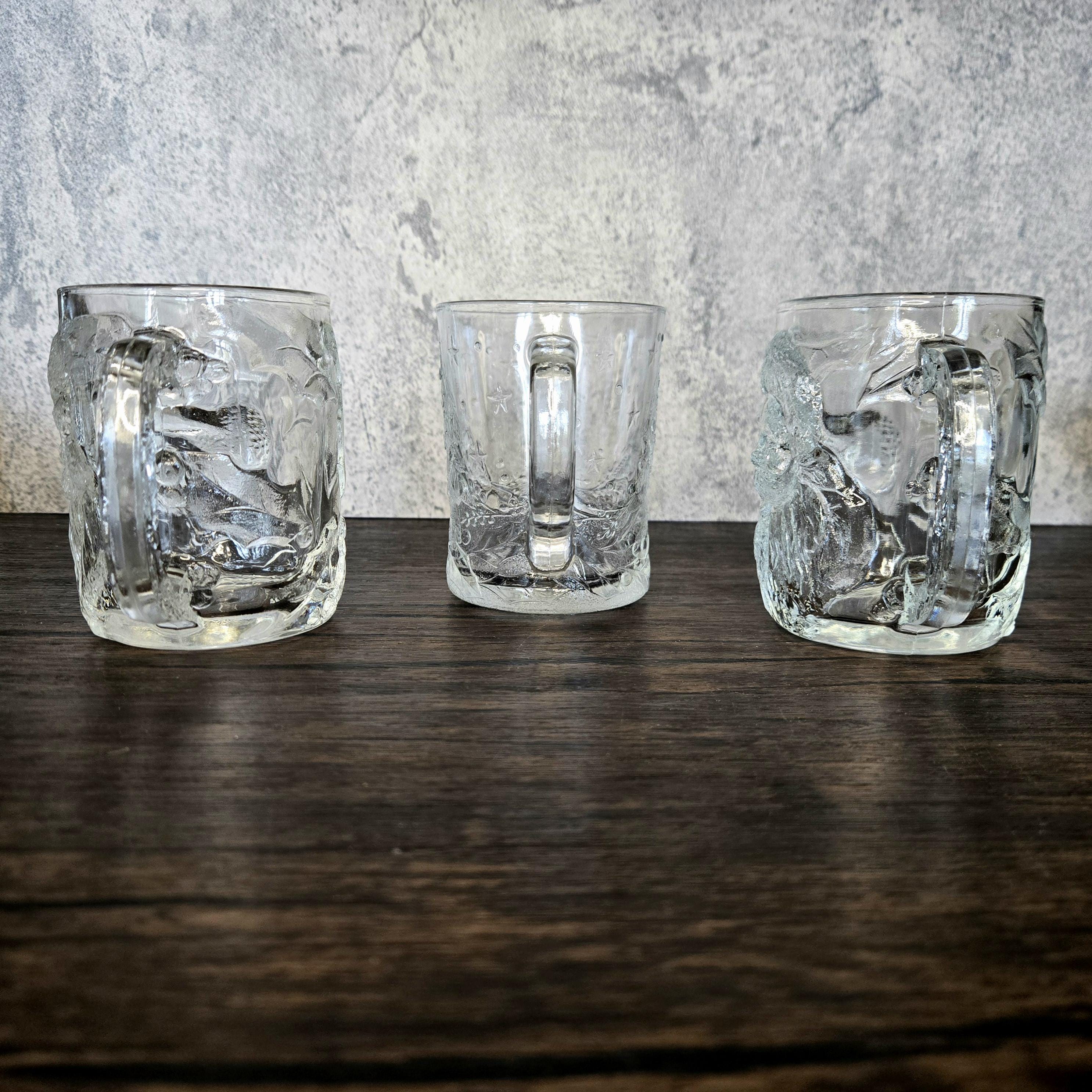 Vintage Embossed Glass Christmas Mugs: Santa Claus or Evergreen Tree - Etsy