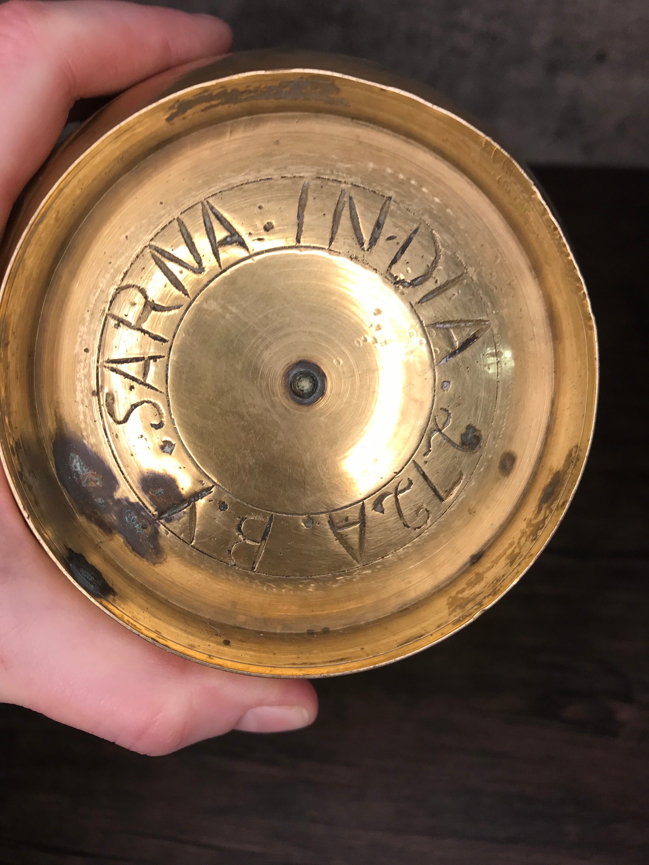 Vintage Heavy Sarna India Solid Brass Etched Diamond Pattern Tall ...