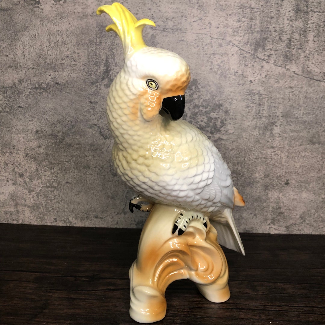 Vintage Handpainted Porcelain Cockatoo Figurine: MCM Decor - Etsy