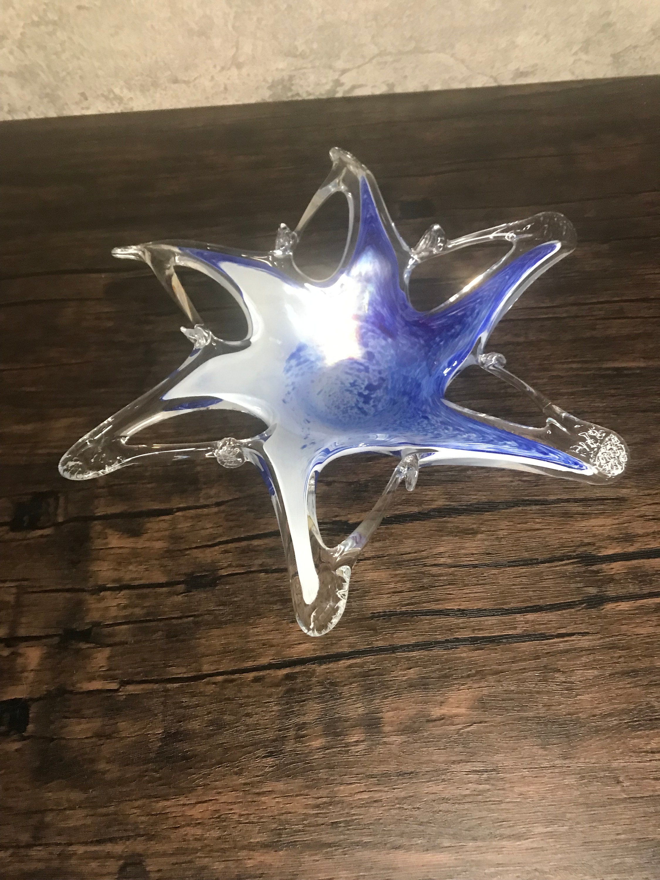 Vintage Murano Handblown Millefiori Starfish Cobalt Blue Silver White ...