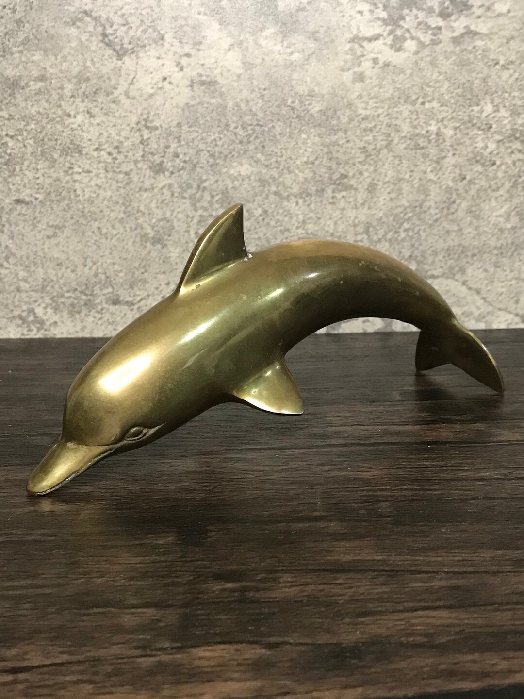 Vintage Large Leaping Dolphin Solid Brass Figurine Statue With Vintage ...