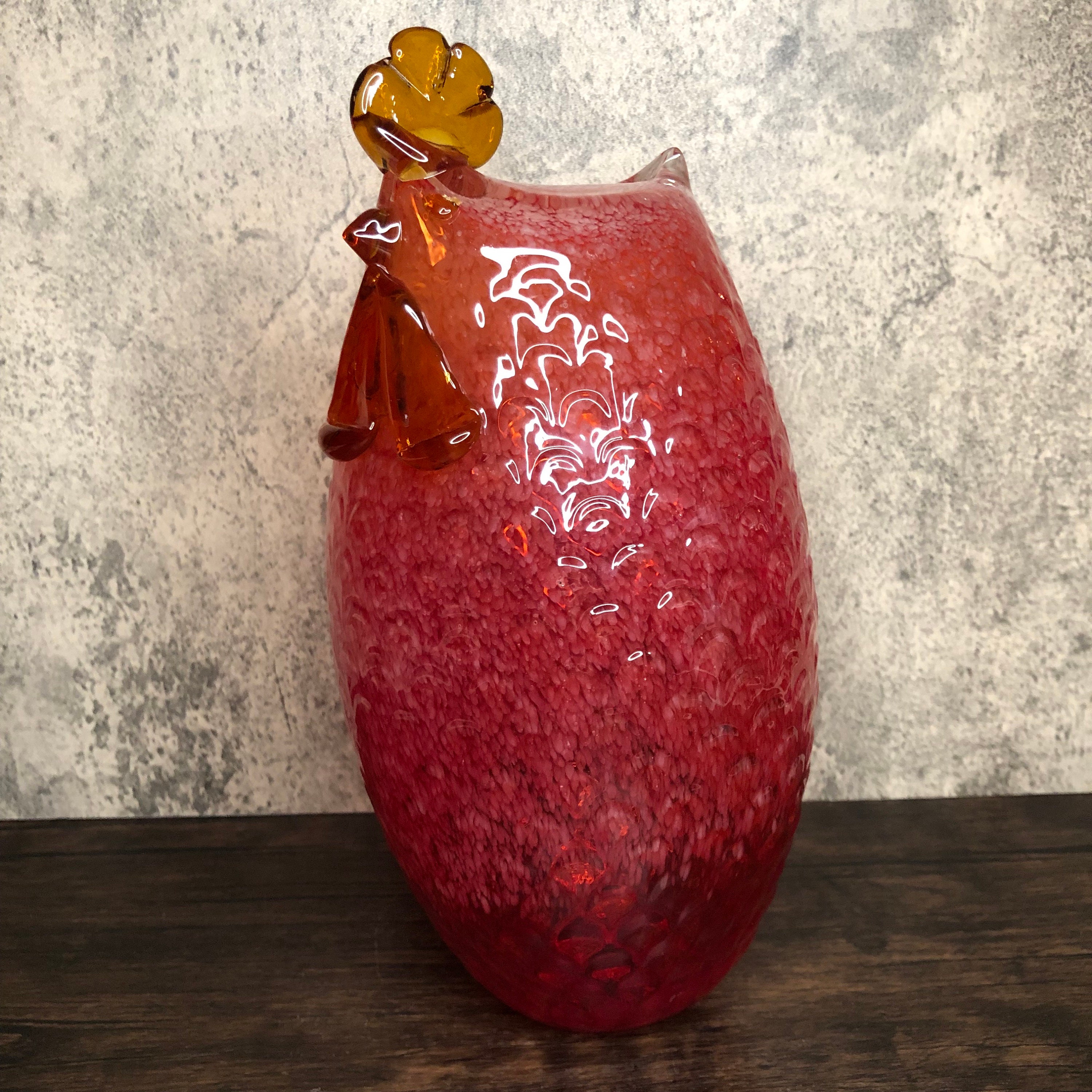 Vintage Handblown Murano Style Chicken Rooster Hen Ruby Red and Golden ...