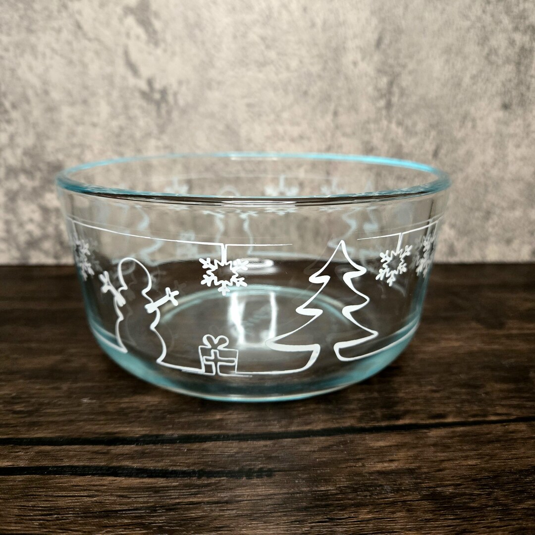 Vintage Pyrex Clear Glass With White Christmas Winter Wonderland Scene ...